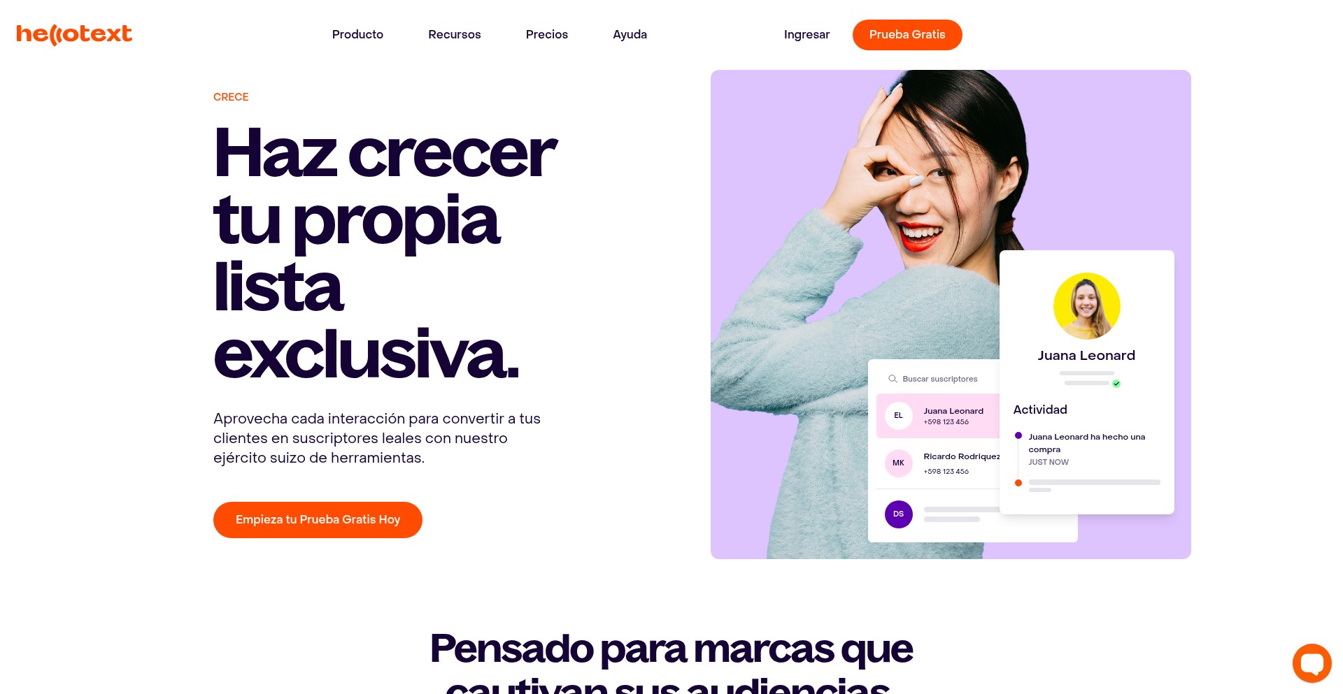 Haz crecer tu propia lista exclusiva. | Hellotext