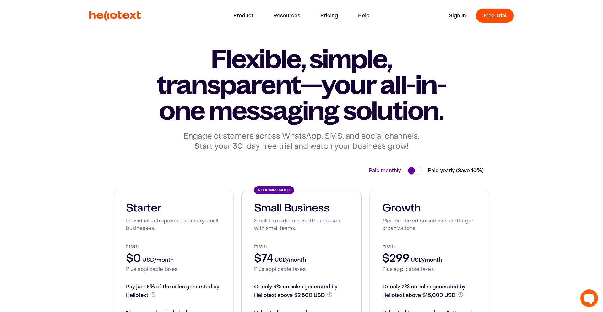 Pricing | Hellotext