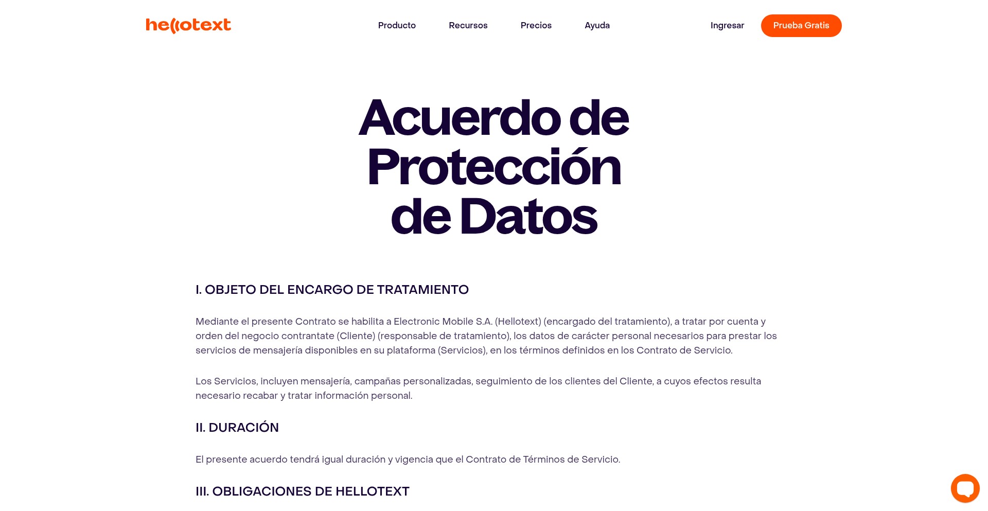 Acuerdo de Protección de Datos | Hellotext